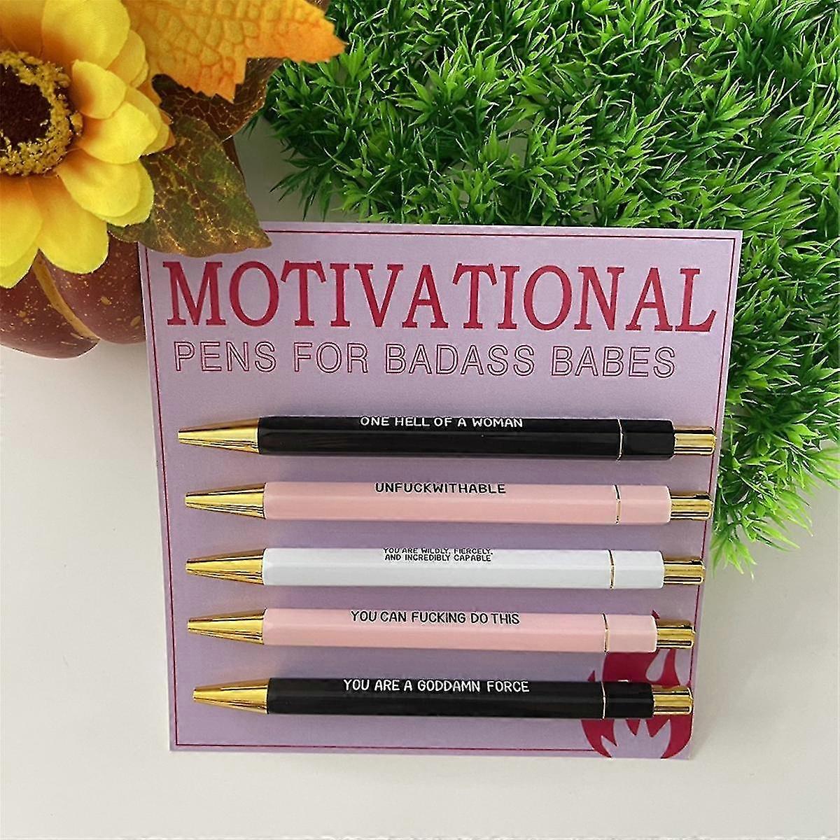 Motivational Badass Pen Set, 5pieces Funny Daily Ballpoint Pens Office ...