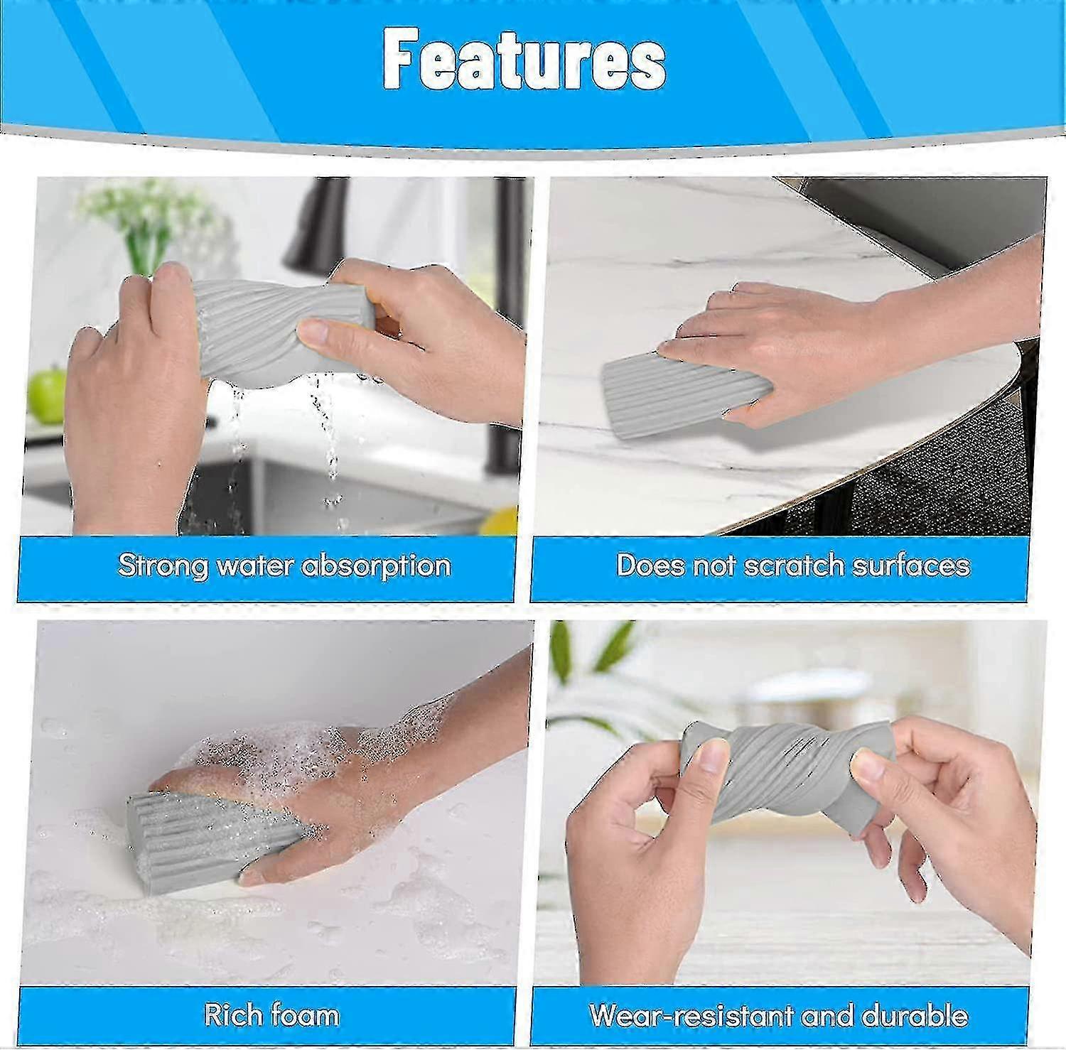 4pcs Damp Clean Duster Sponge Pva, Magical Dust Cleaning Sponges Damp ...