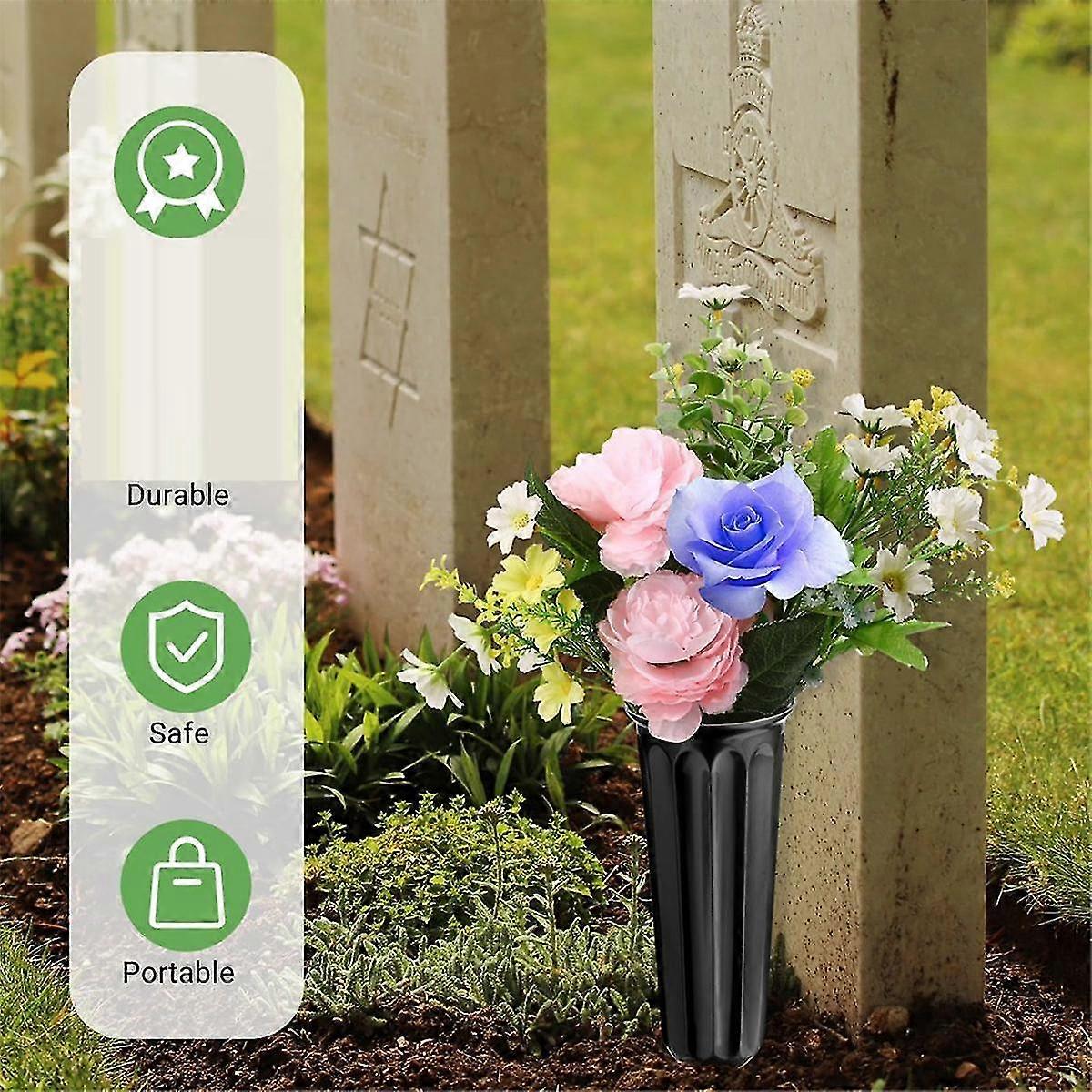 20 pack kyrkogård vaser med spikar, plast vaser för blommor ...