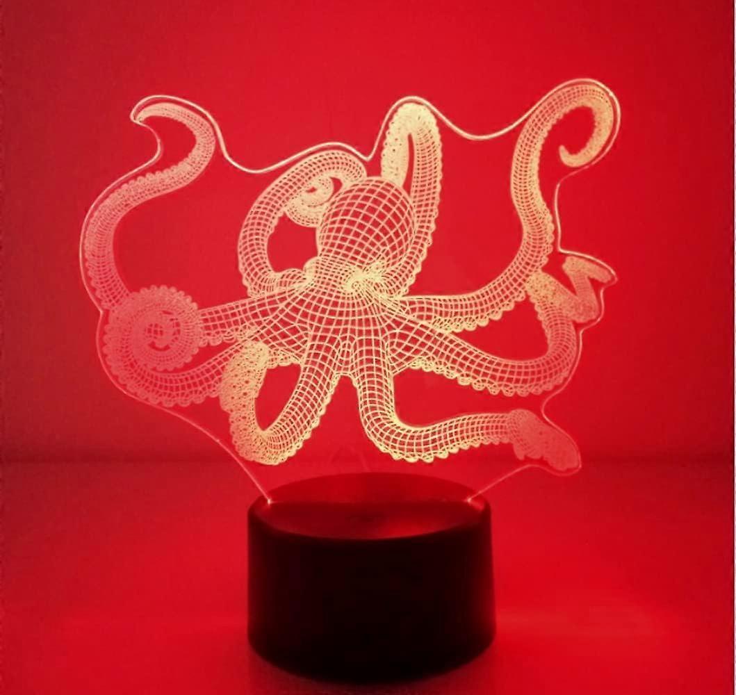 3D Octopus Remote Control 16 Color Night Lights Illusion Acrylic LED ...