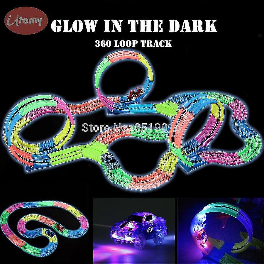 Glow In The Dark Diy Rail Magical Tracks 360 Stunt Loop Flexible ...
