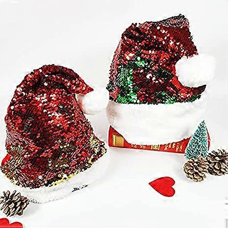 Double Sided Sequin Santa Hats Glitter Santa Hats Christmas Decorations ...