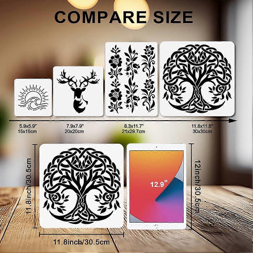 Tree of Life Stencil 11.811.8inch Knot Tree Stencil with Paint Brush ...