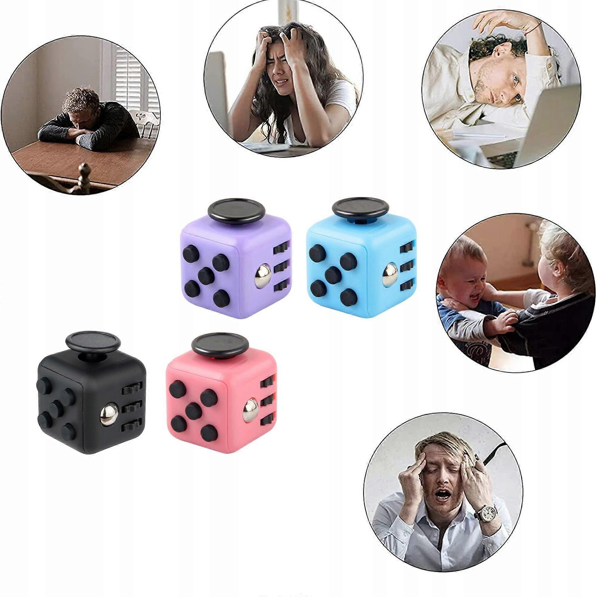 4x Hand Cube Anti-stress Cube Fidget Cube Toys Buttons Knobs In Hand ...