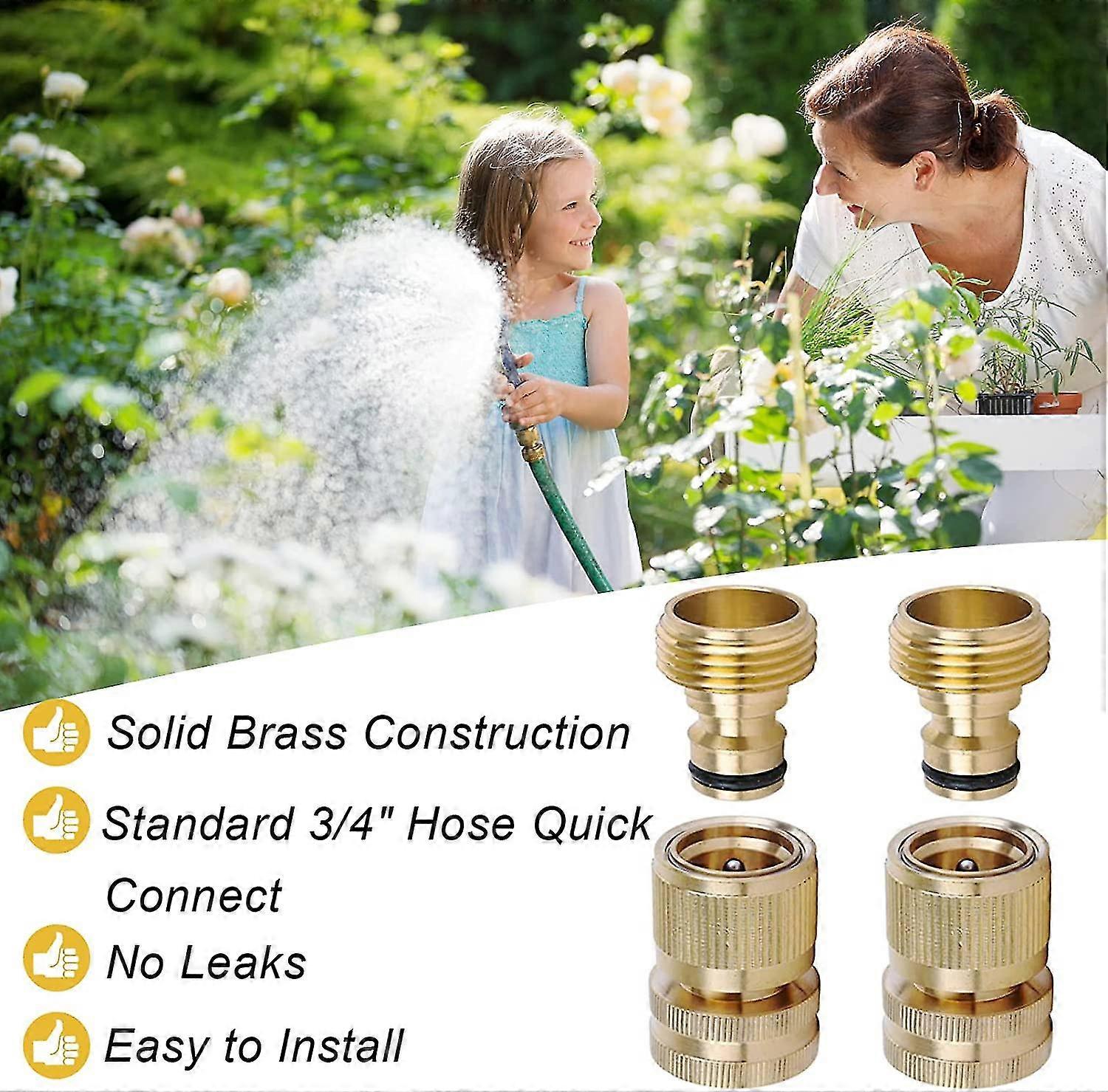 Brass Hose Quick Connect, 3/4 Inch Ght Thread Garden Hose Quick Connect ...