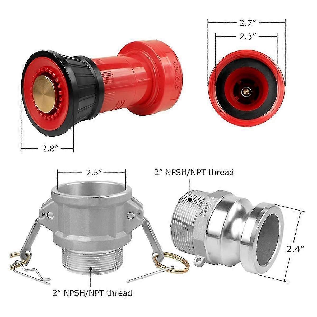 Fire Hose Nozzle 2in Npsh Heavy Duty Industrial Fire Hose Constant Flow ...