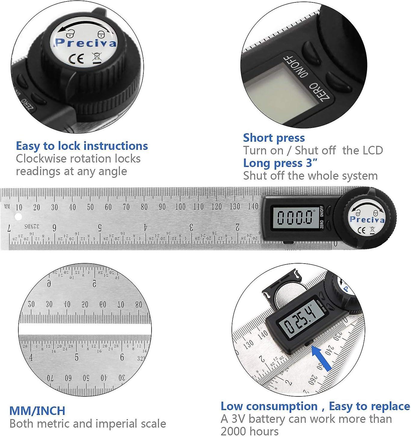 Digital Angle Ruler, Protractor, 400mm Length And Stainless Steel Angle ...