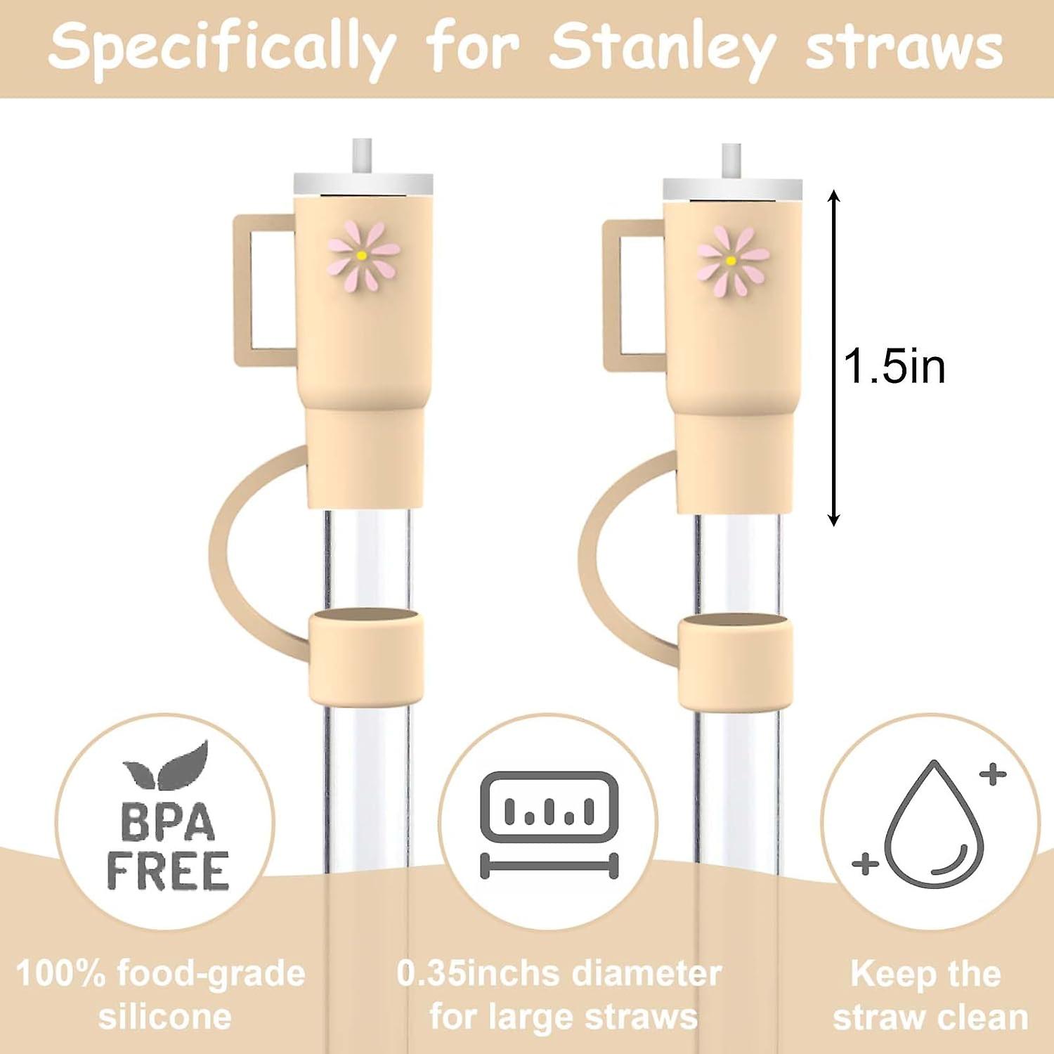 4Pcs Straw Cover Cap for Stanley Cup, Silicone Straw Topper Compatible ...