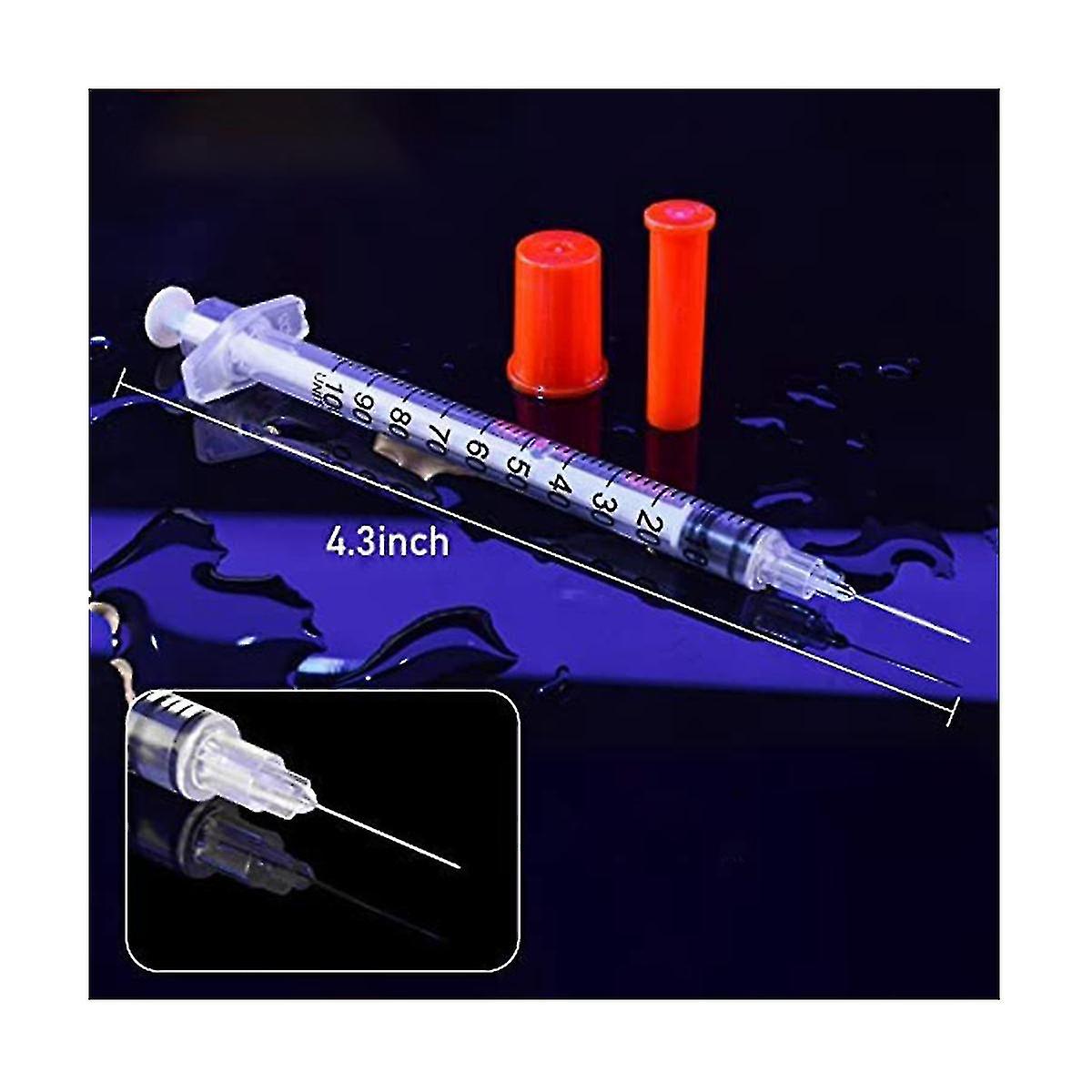 100 Pack 29g 1cc 1/2inch Syringe With Needle - Disposable Individual ...