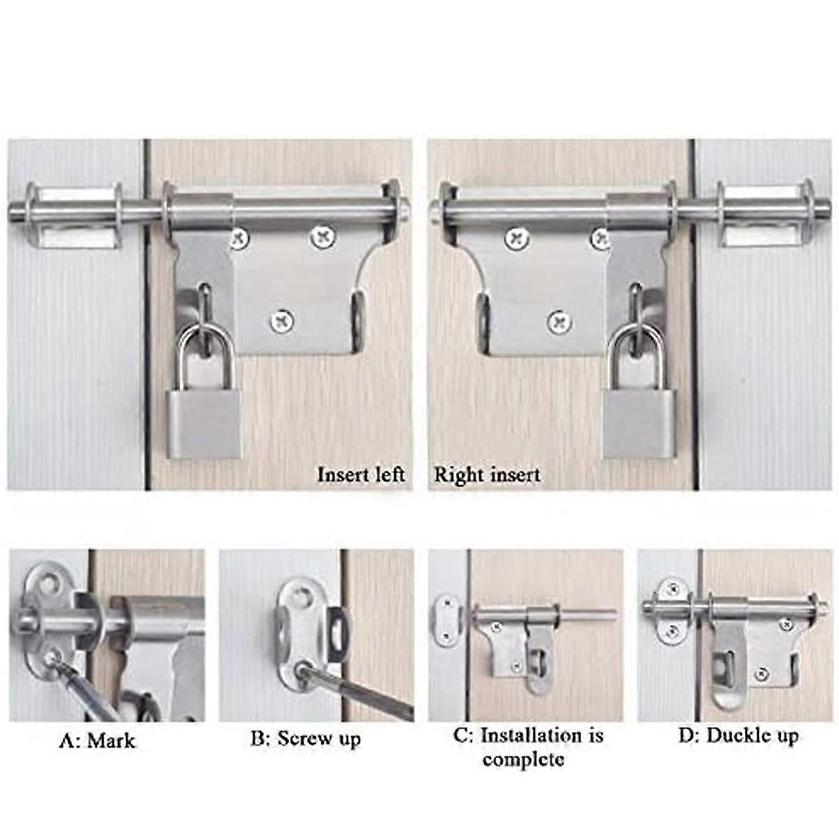 1Pcs sliding door locks Durable thickened stainless steel latch lock ...