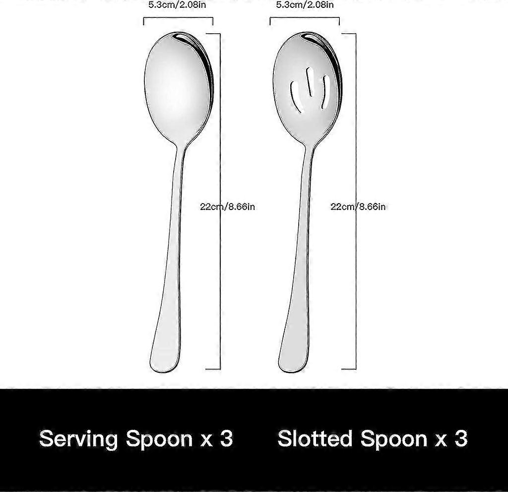 6-piece Serving Spoon Set 22cm, Includes 3 Serving Spoons And 3 Slotted ...