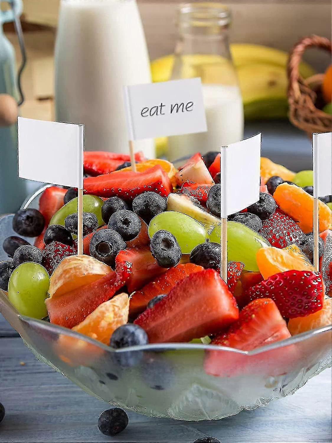 100 Pieces White Blank Toothpick Flags Cheese Markers Food Labels For ...