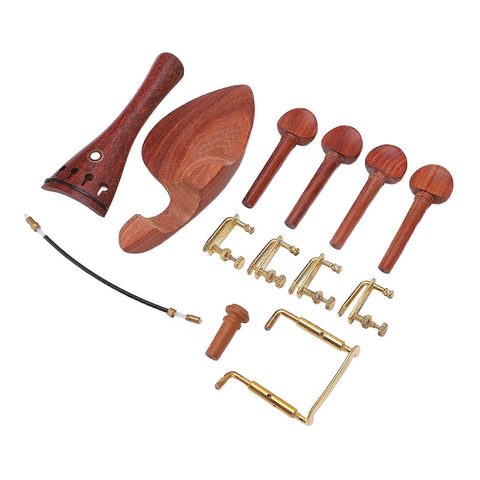 4/4 Wood Violin Parts Tailpiece Chinrest Tuning Pegs Metal Tail Post ...