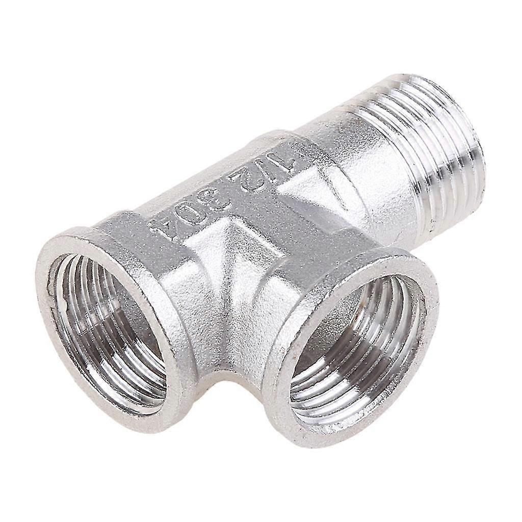 G1/2" Tee 3 Way Plumping Pipe Fittings Stainless Steel T Type Threaded ...