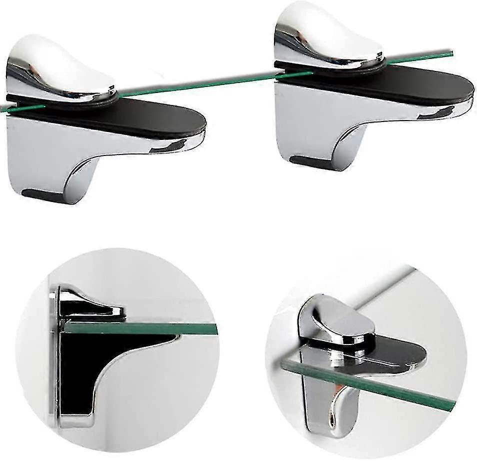 Adjustable Glass Shelf Bracket, 4 Pcs Glass Shelf Bracket, Wall Mounted ...