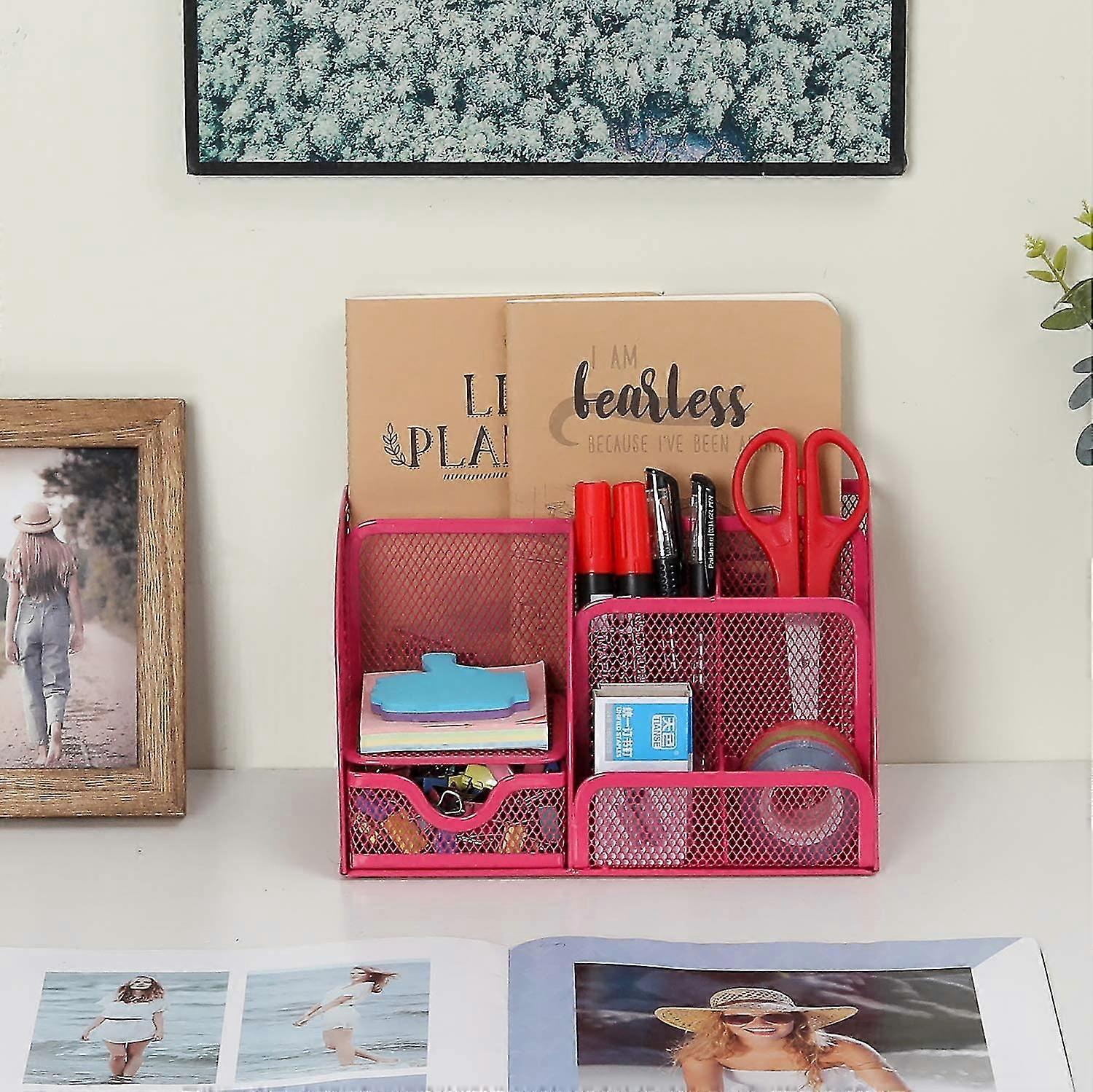 office mesh desk tidy versatile stationery storage desktop organiser ...