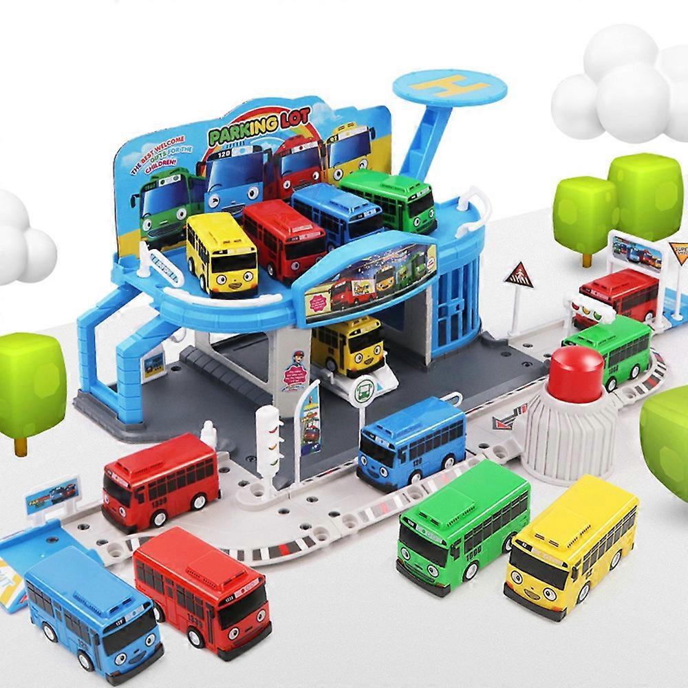 Cartoons the Little Bus Set Assembled Bus Station Parking Lot Car ...