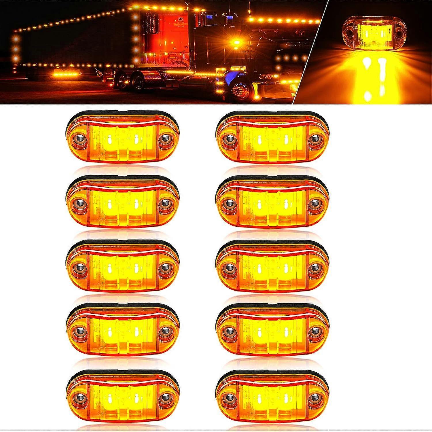 10 Pack Amber DC12-24V IP68 Waterproof LED Trailer Lights Kit Front ...