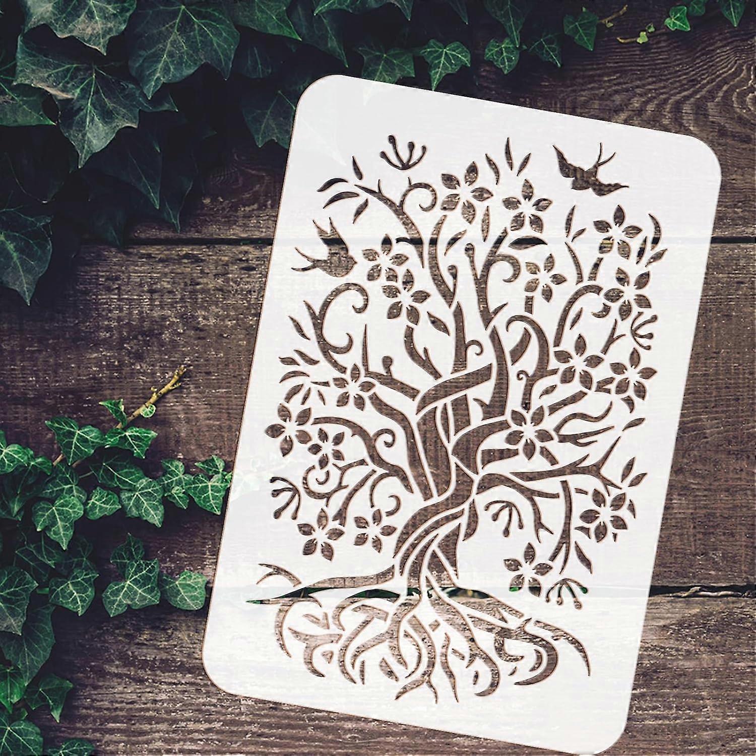 Flower Tree of Life Painting Stencil 8.3x11.7inch Reusable Floral Life ...
