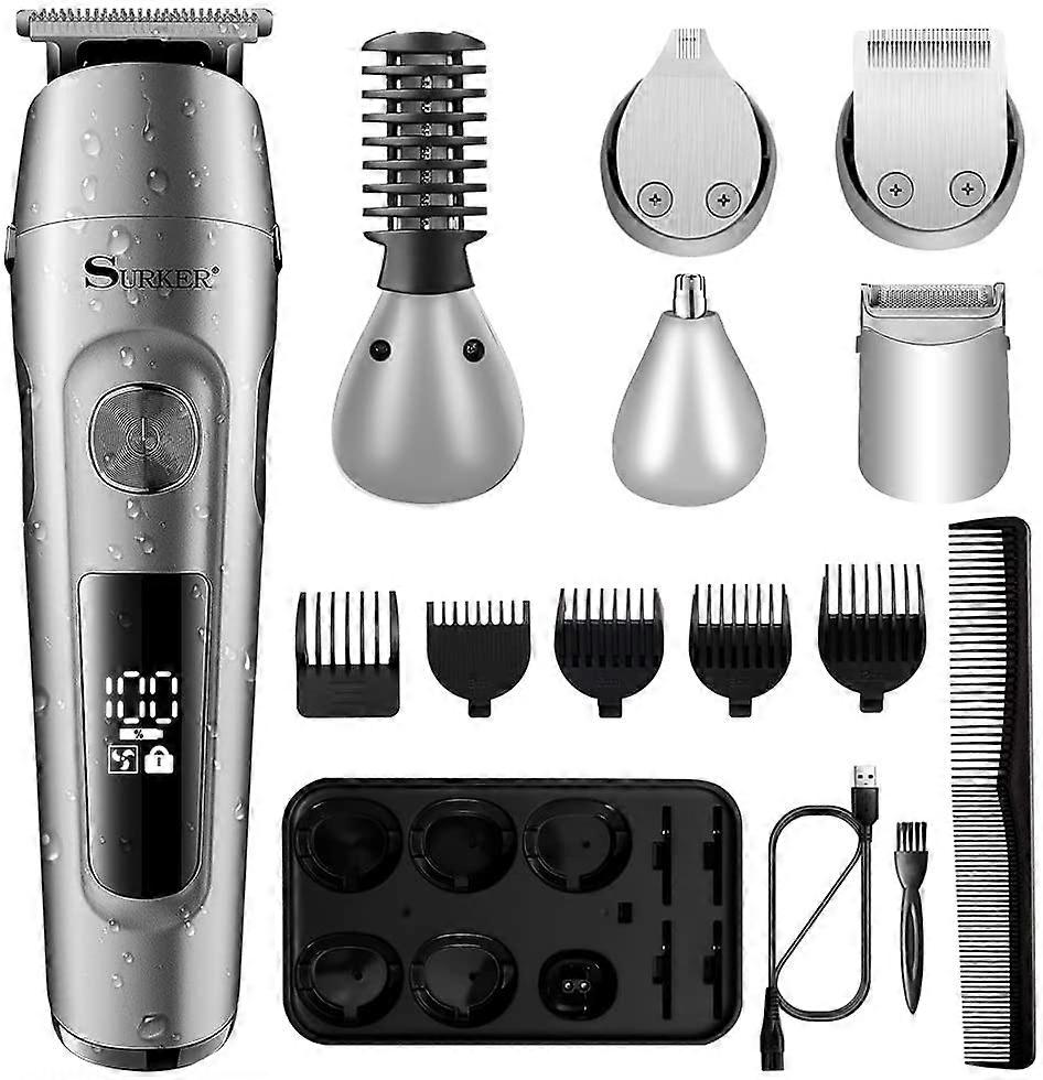 SURKER Beard Trimmer Cordless Electric Hair Clipper for Men Shaver & Body & Nose Hair Trimmer ...