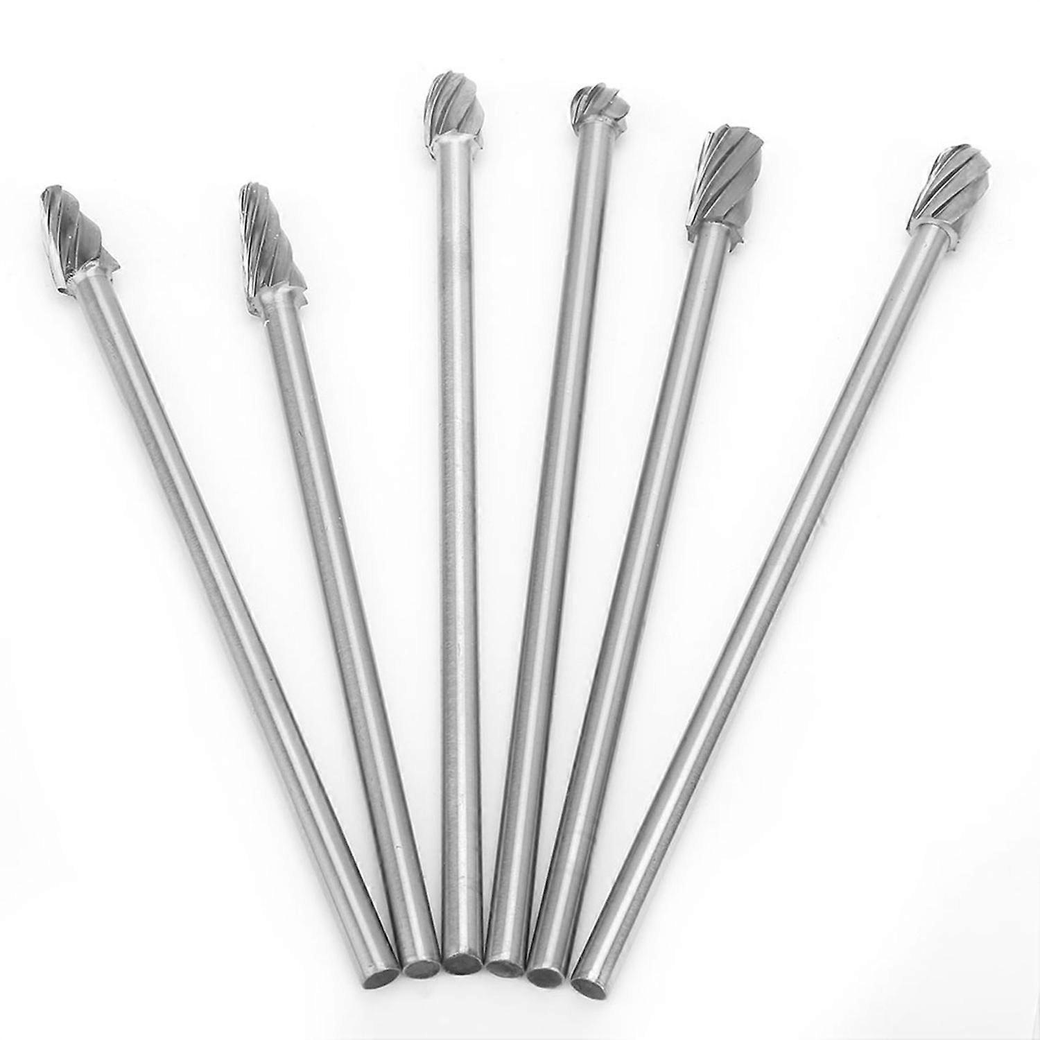 6pcs 6mm 1/4" Shank Aluminum Rotary Burr Extra Long 150mm Milling ...