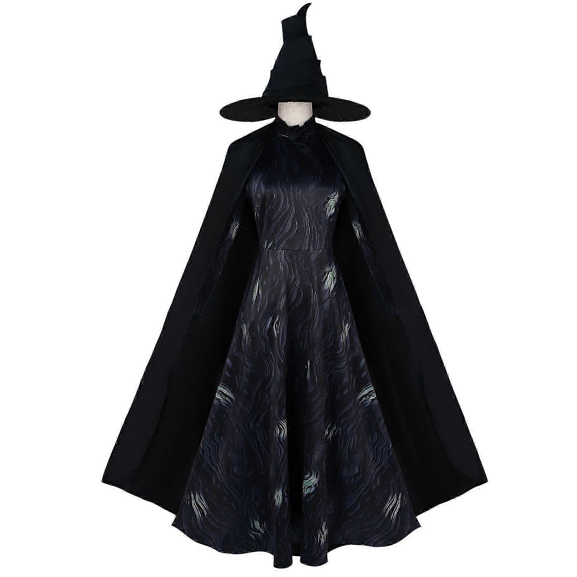 Witch Elphaba Cosplay Black Dress Glinda Pink Costume Halloween ...