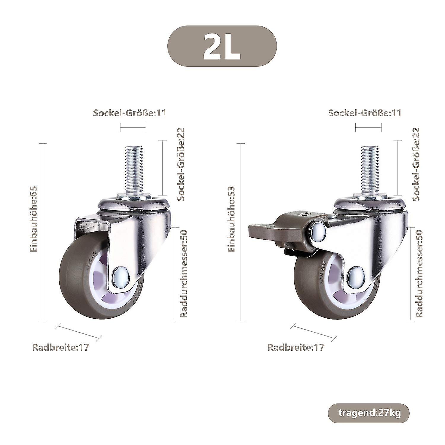 M10 Threaded Stem Rubber Heavy Duty Swivel Caster For Hand Trolley ...