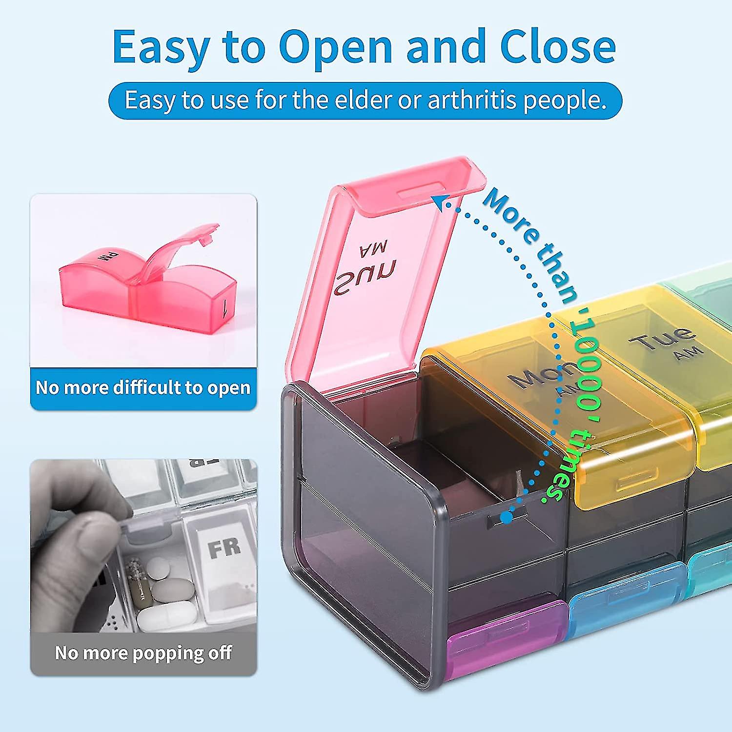 Extra Large Weekly Pill Organizer, 2 Times A Day Pill Box Case, Am Pm ...