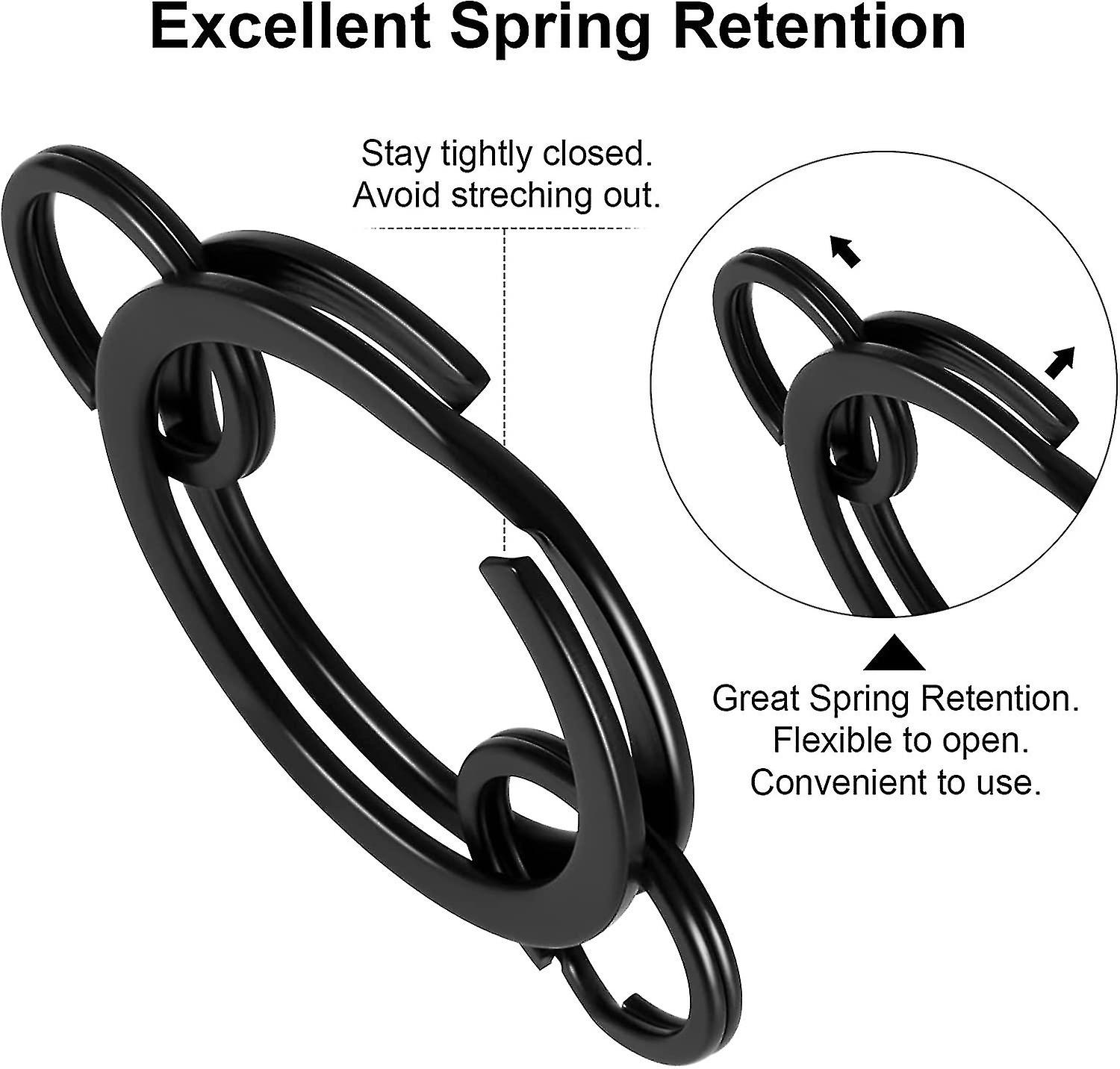 50-pack Black Key Rings Keychain, Metal Round Split Rings Key Chain ...