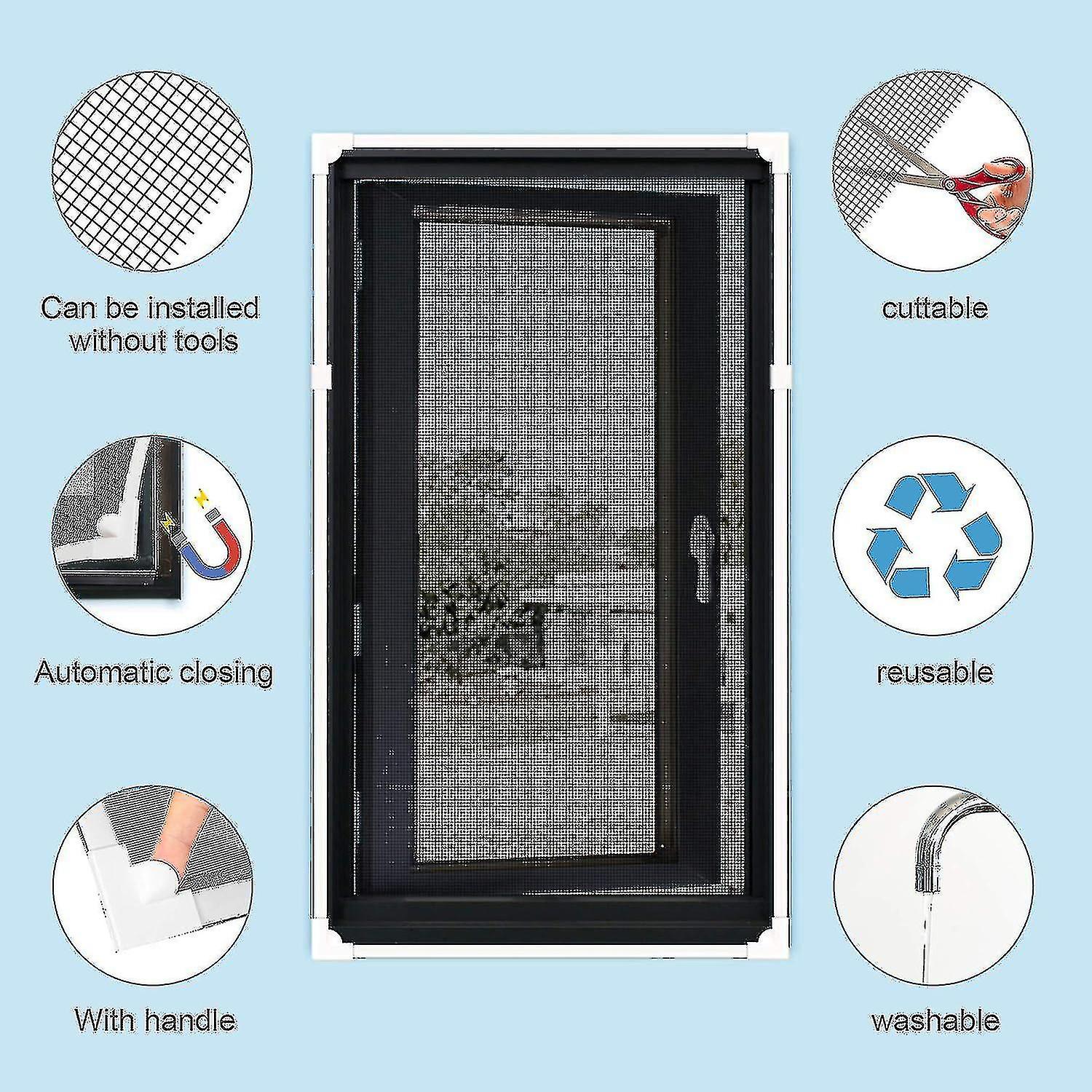 2024, Cuttable Magnetic Fly Screen Window 130 Cm X150cm, Washable ...