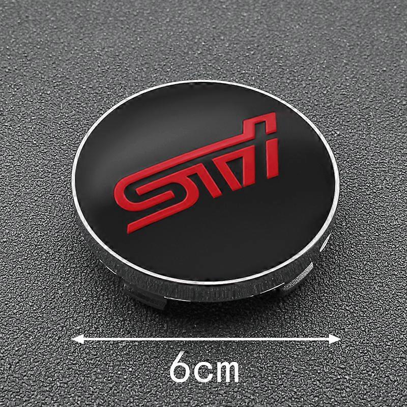 4pcs 60mm Sti Logo Wheel Center Cap Stickers Car Rims Hubcaps Cover ...