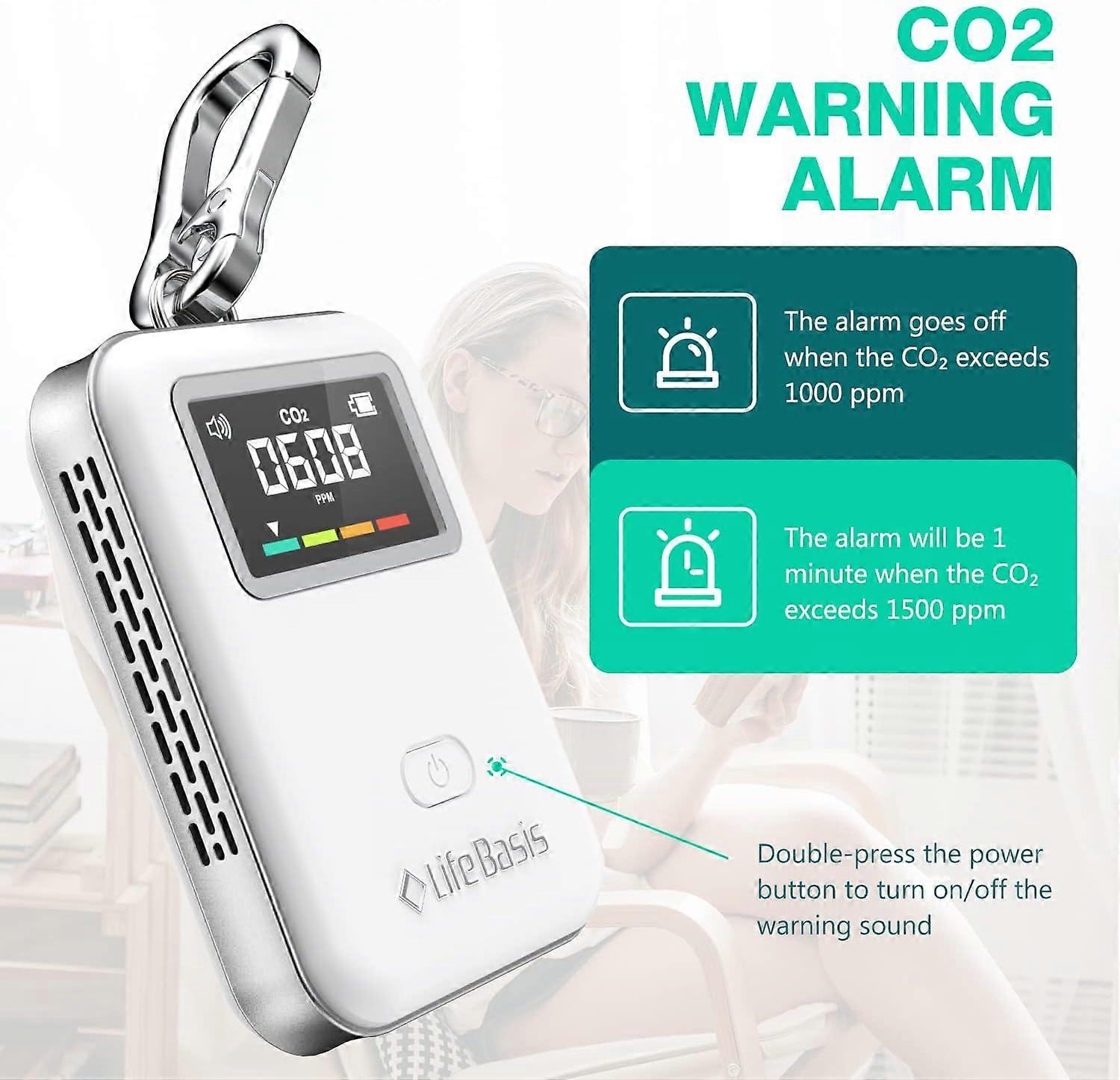 CO2 Monitor Portable CO2 Detector Air Quality Monitor with NDIR Sensor and Warning Sound for ...