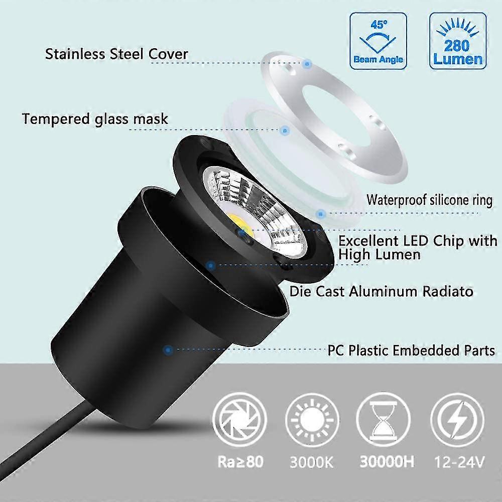 4 Led Ground Recessed Spotlight, 5w Outdoor Recessed Floor Lamp ...