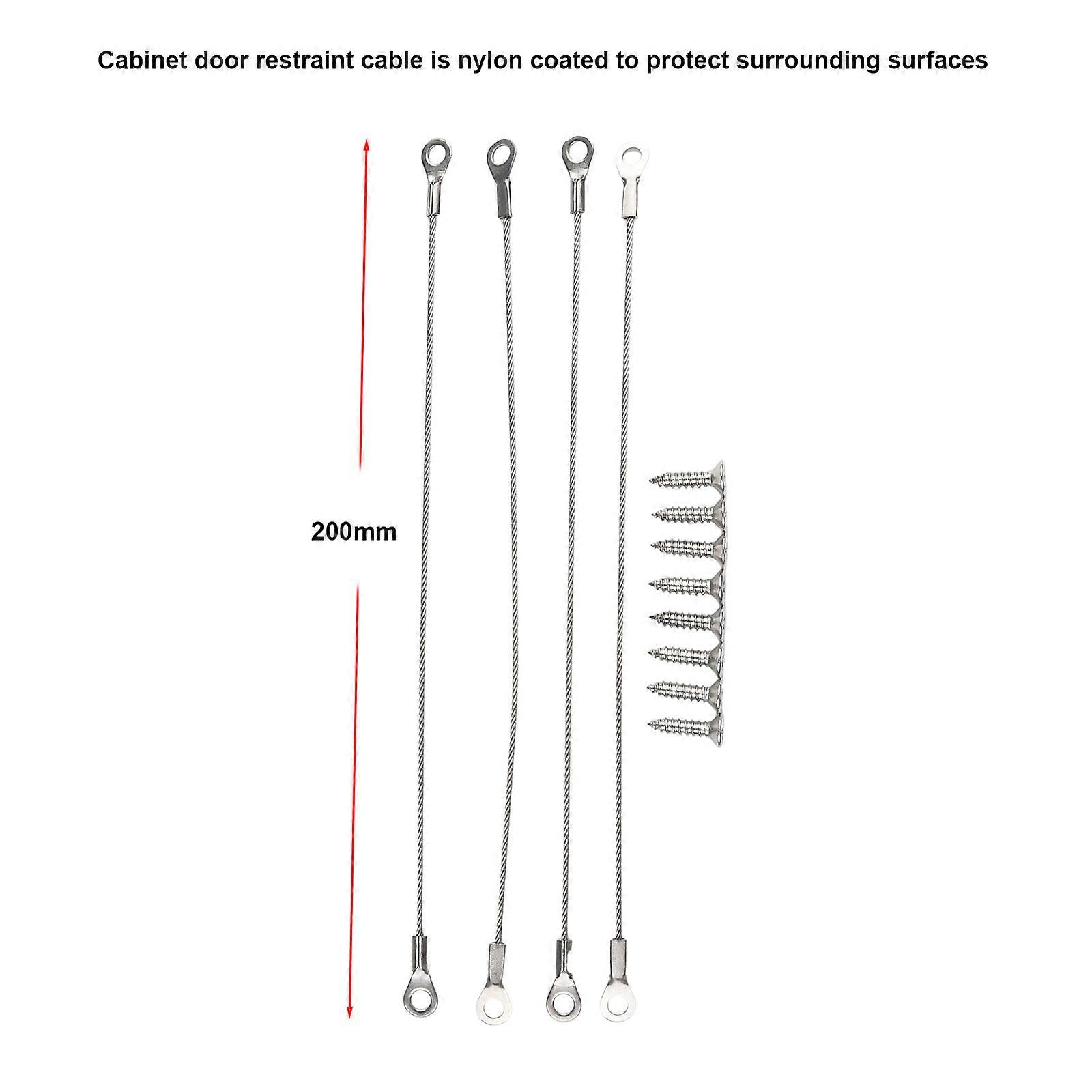4pcs Stainless Steel Door Cabinet Restraint Braided Cable Hinge Limiter ...