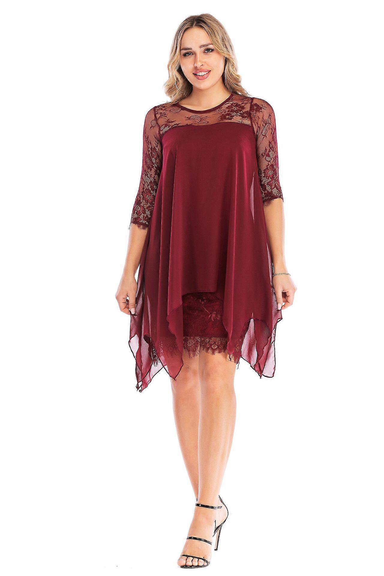 Women Lace Oversize Dress Summer Loose Irregular Short Dress Three ...