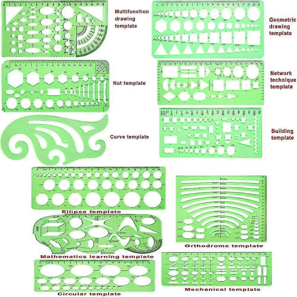 11 Pieces Geometric Drawings Templates Stencils Plastic Measuring ...