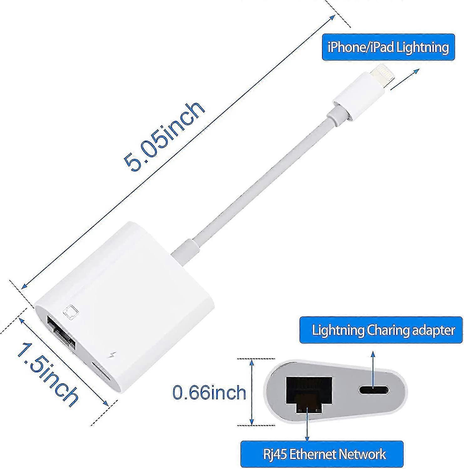 New,suitable Lightning To Ethernet Adapter, Compatible 2 In 1 Ethernet ...