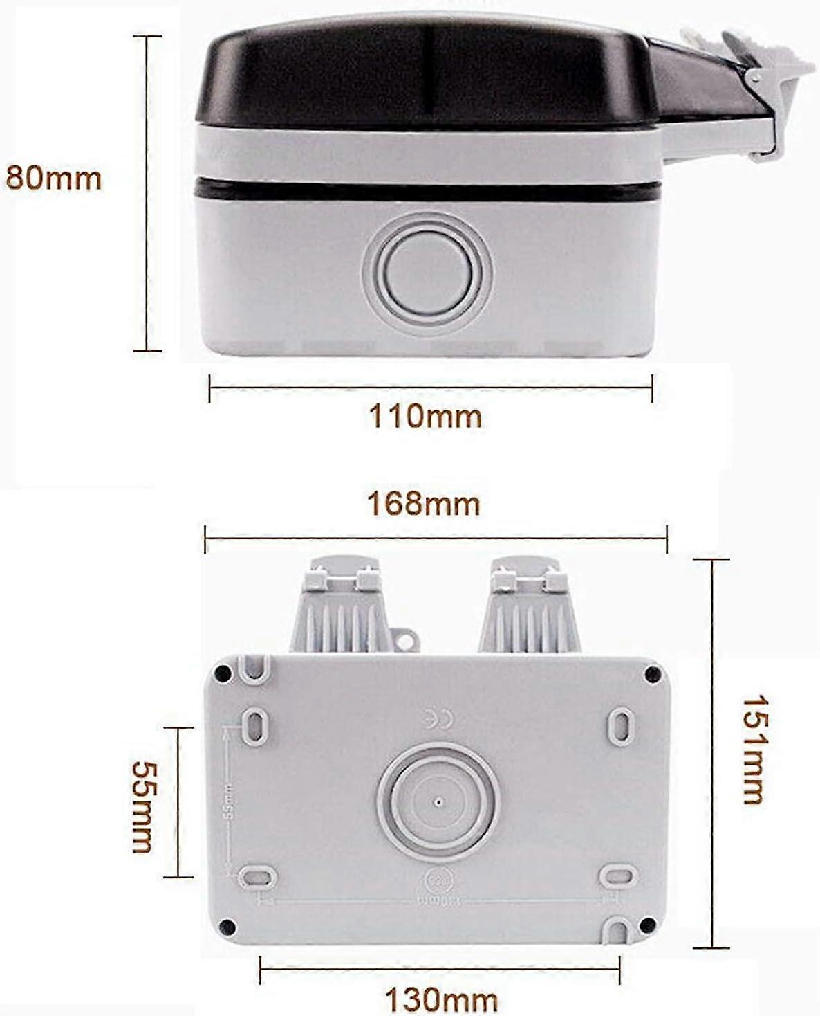 IP66 double socket with USB ports - Waterproof electrical wall socket ...