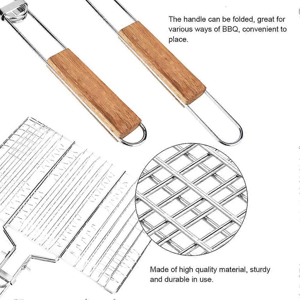 BBQ Wire Mesh Grill Net Barbecue Grilled Fish Clip Outdoor Camping Tool ...