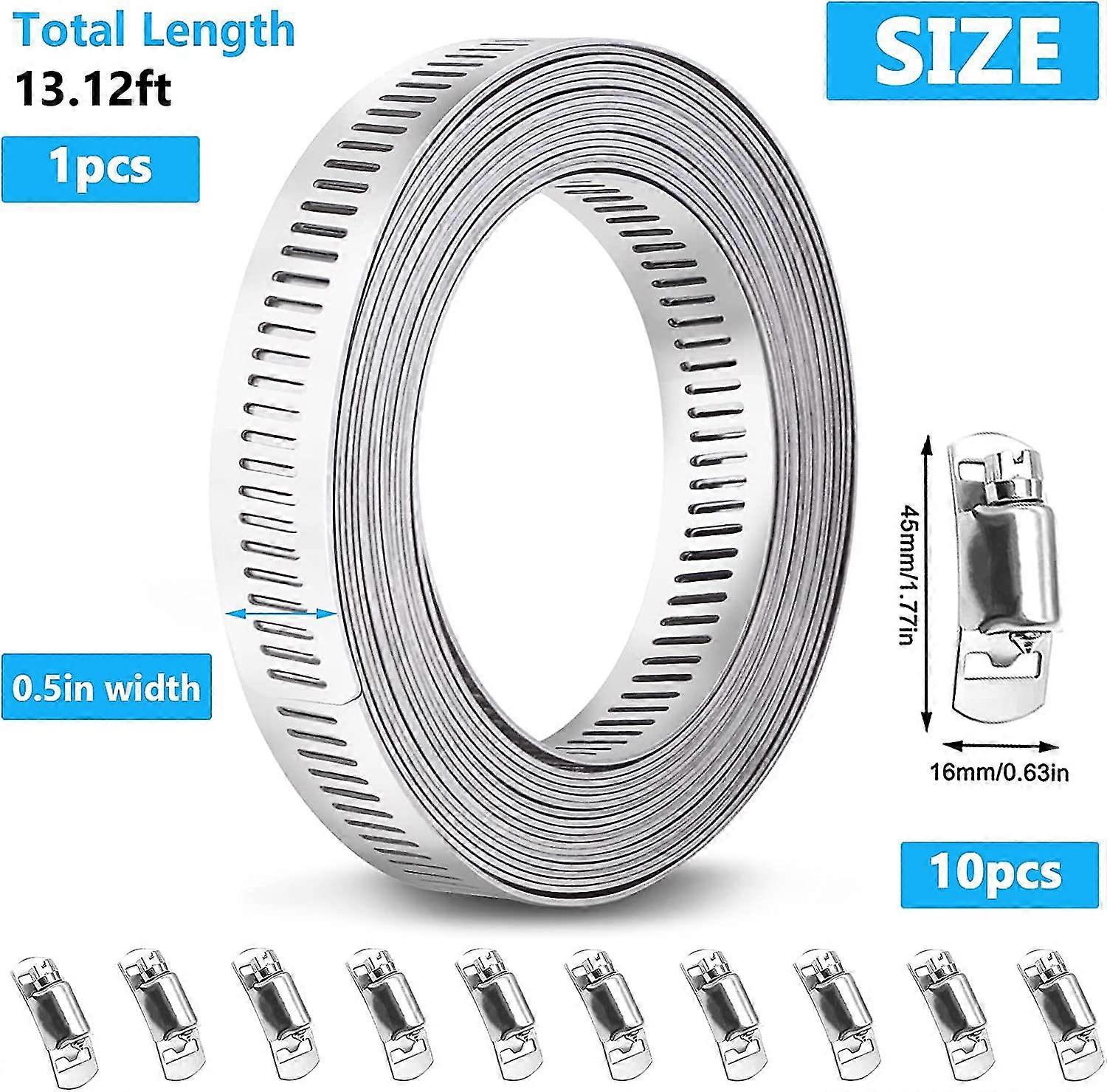 Hose Clamps 304 Stainless Steel Worm Clamp, 13 Ft Large Hose Clamp ...