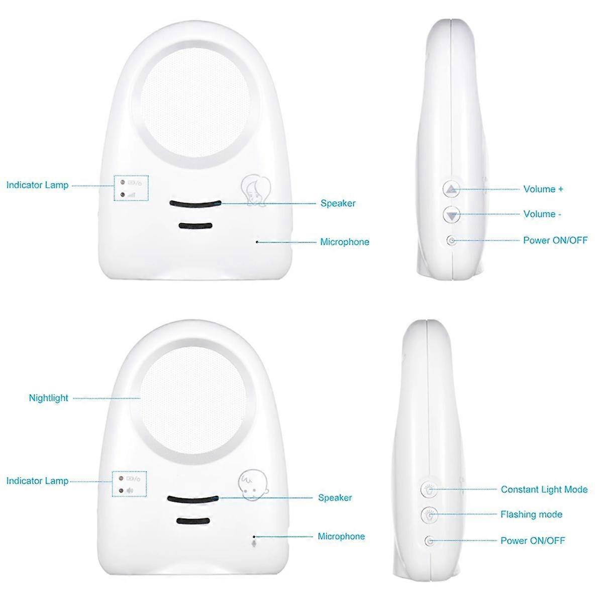 Portable 2.4GHz Wireless Digital Audio Baby Monitor One-Way Talk ...