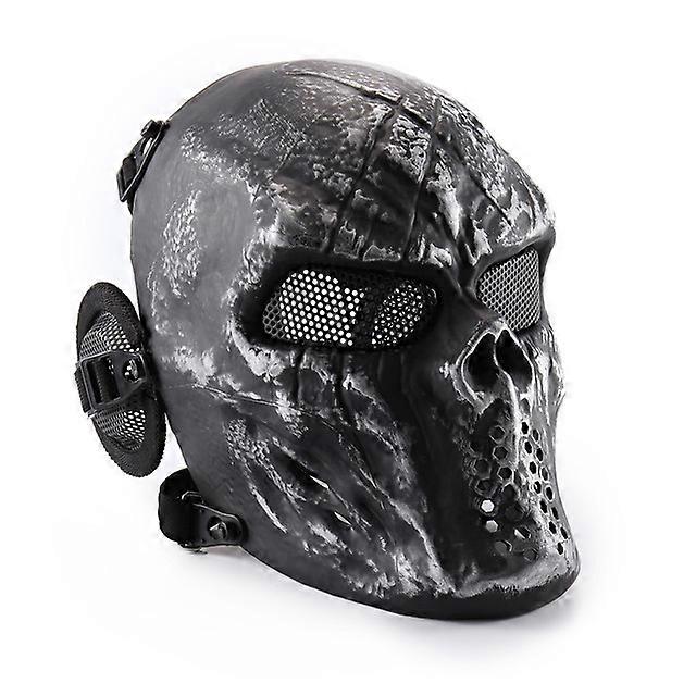 REikirc Full Face Airsoft Tactical Skull Mask with Ear Protection CS ...