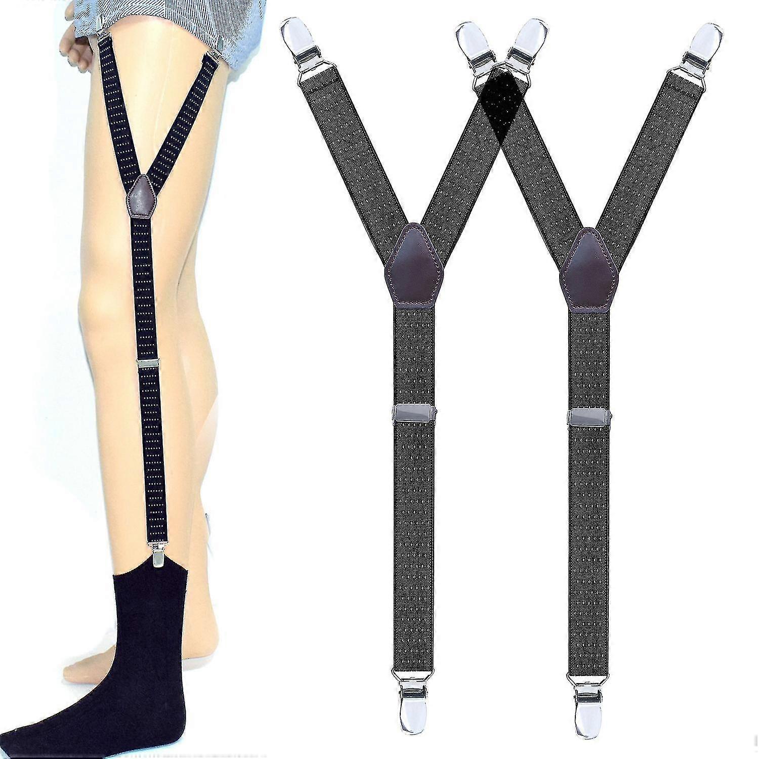 Men's Shirt Holders Stays Y-style Adjustable Elastic Leg Suspenders ...
