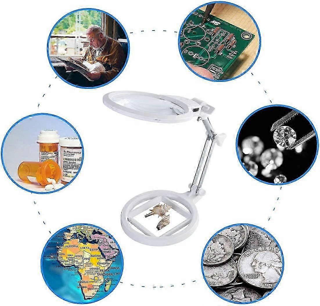 Large Desktop Magnifier,2X 6X Folding and Manual Table,Portable LED ...