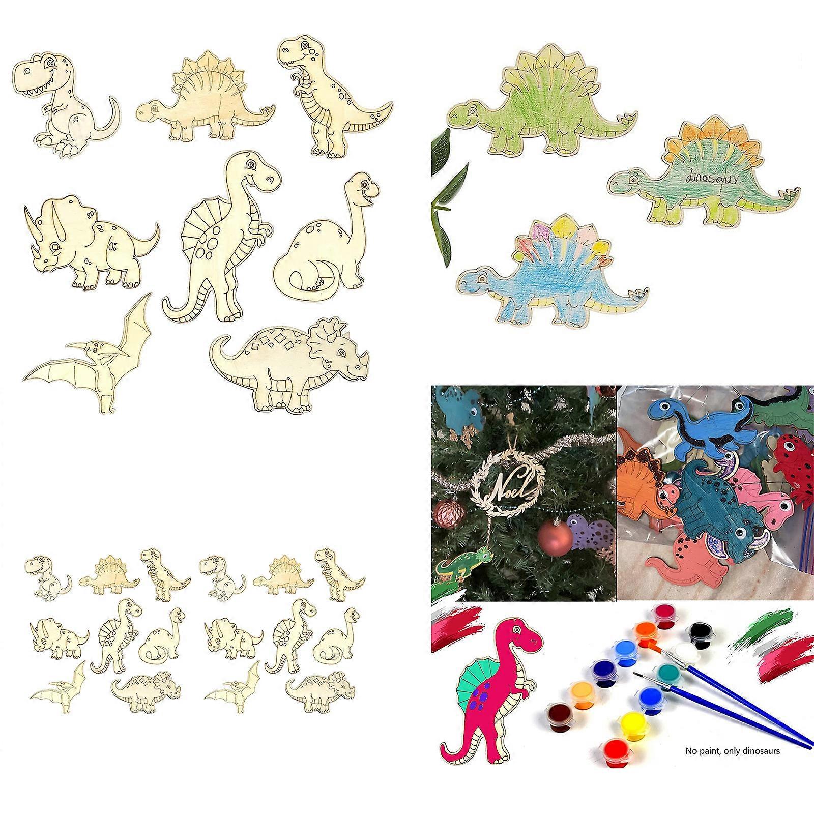 Set van 8/16 houten dinosaurussen speelgoed knutselen voor kinderen DIY ...