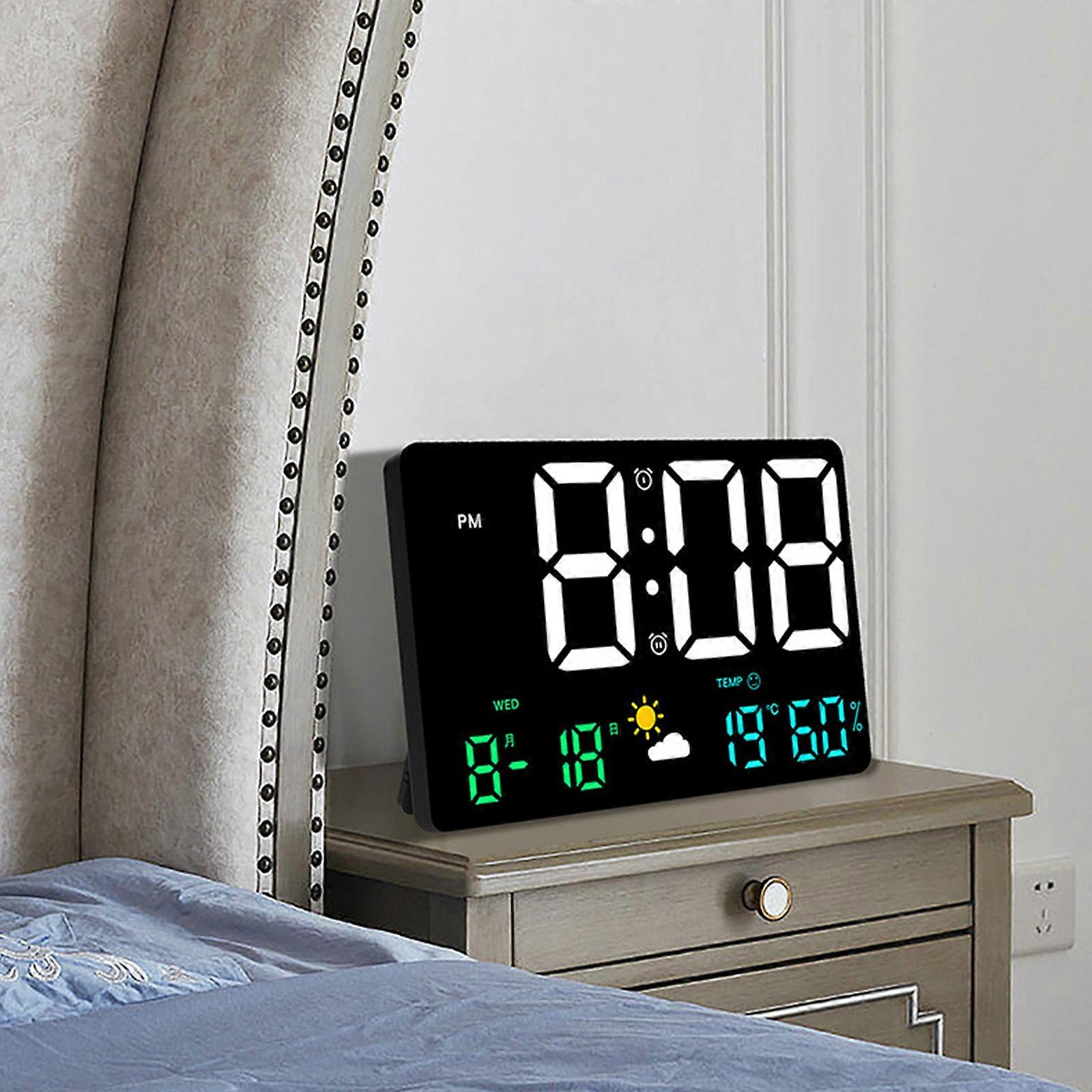 Large Digital LED Wall Desk Clock Calendar with Alarms,Temperature ...