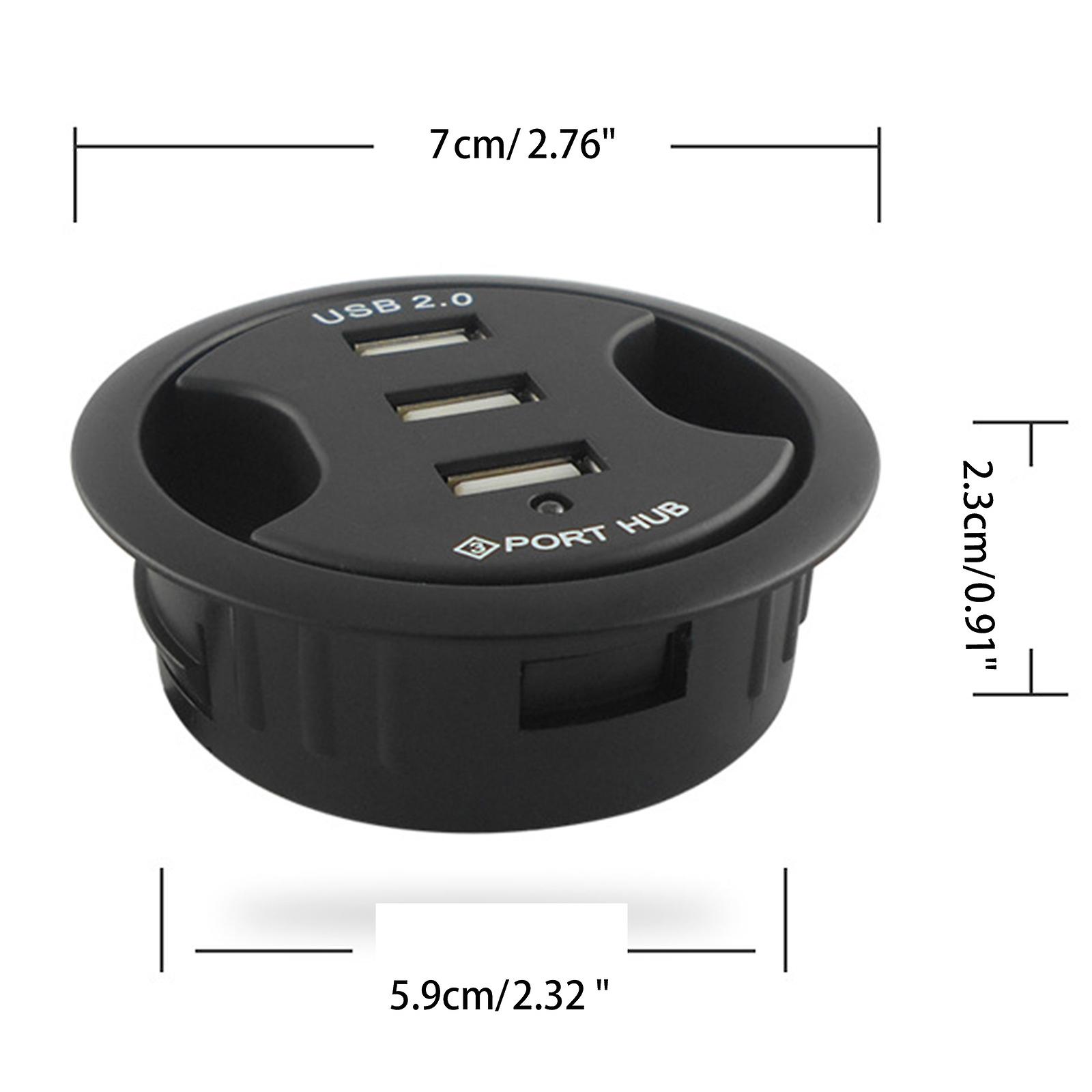 3/5-port Mounting In-desk Usb 2.0 Hub Splitter Desk Mount Adapter For ...