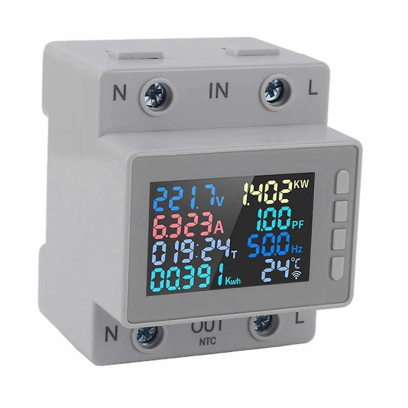 DIN Rail Voltage Current Meter 170270V 063A Digital Display Energy ...