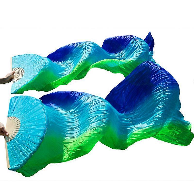 Belly Dance100% Real Silk Fans 1 Pair Handmade Dyed Silk Belly Dancing ...