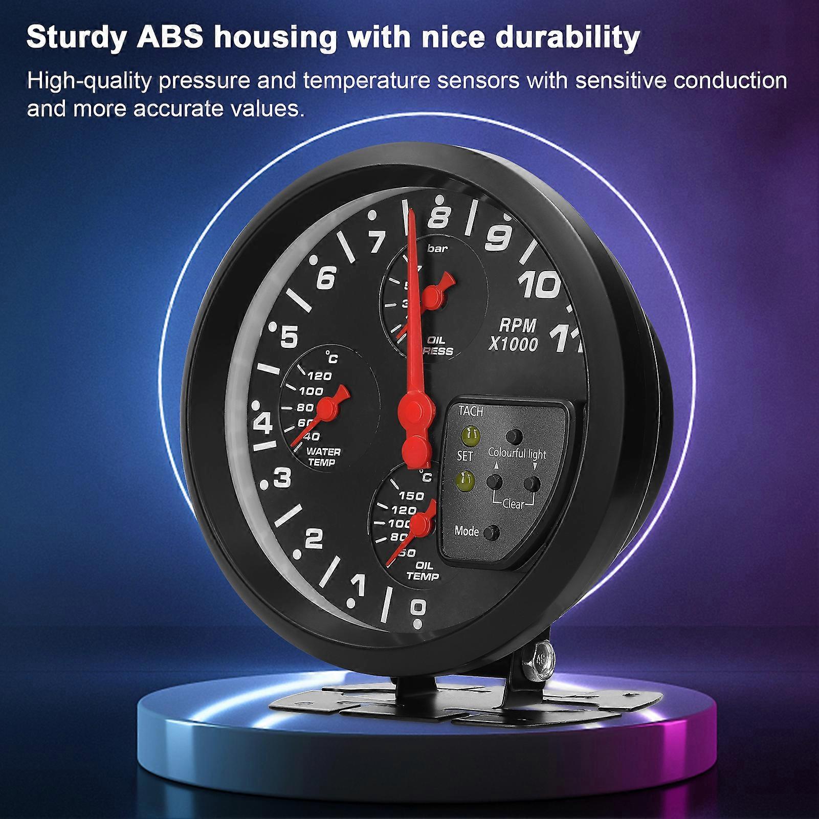 4 in 1 Car Multifunctional Gauge Tachometer Oil Pressure Oil ...